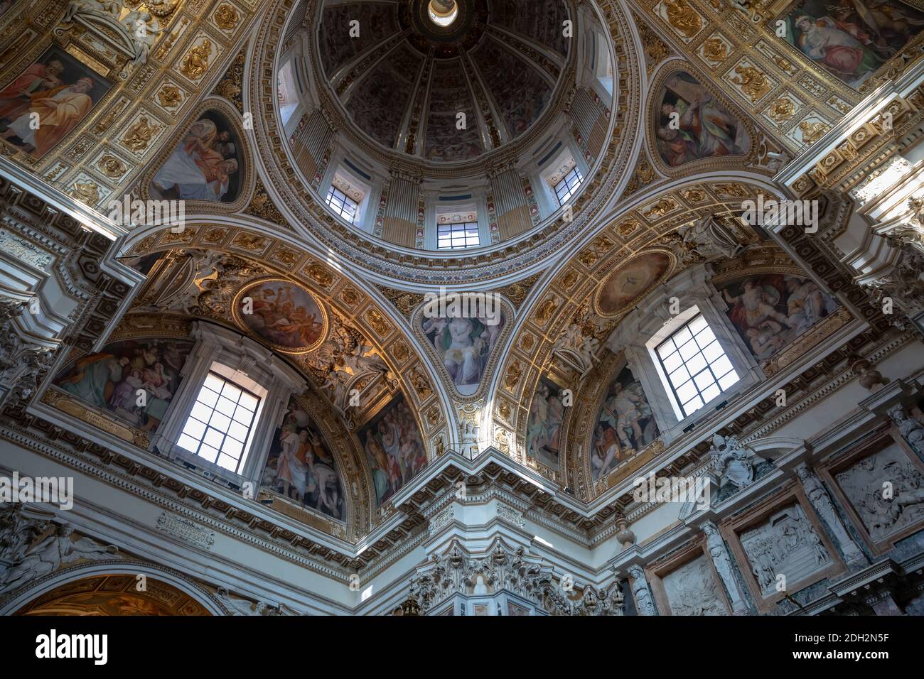 Rome, Italy - June 21, 2018: Panoramic view of interior of Basilica di ...