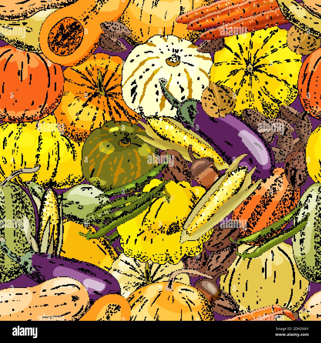 Seamless pattern with different fresh vegetables. Endless texture for ...