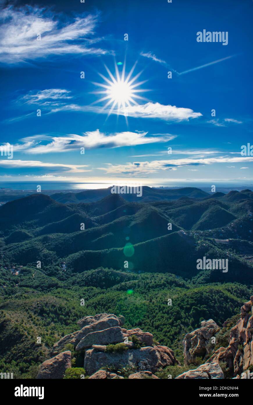 The Garbi viewpoint in the Sierra Calderona of Valencia, Spain Stock ...