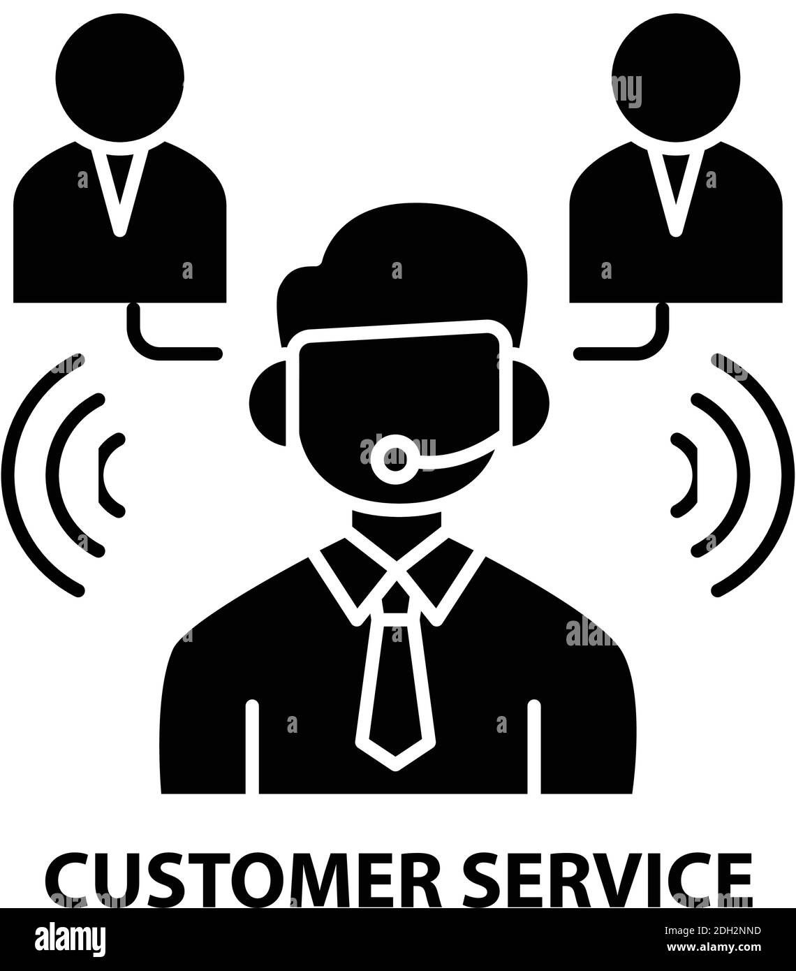 customer service sign icon, black vector sign with editable strokes ...