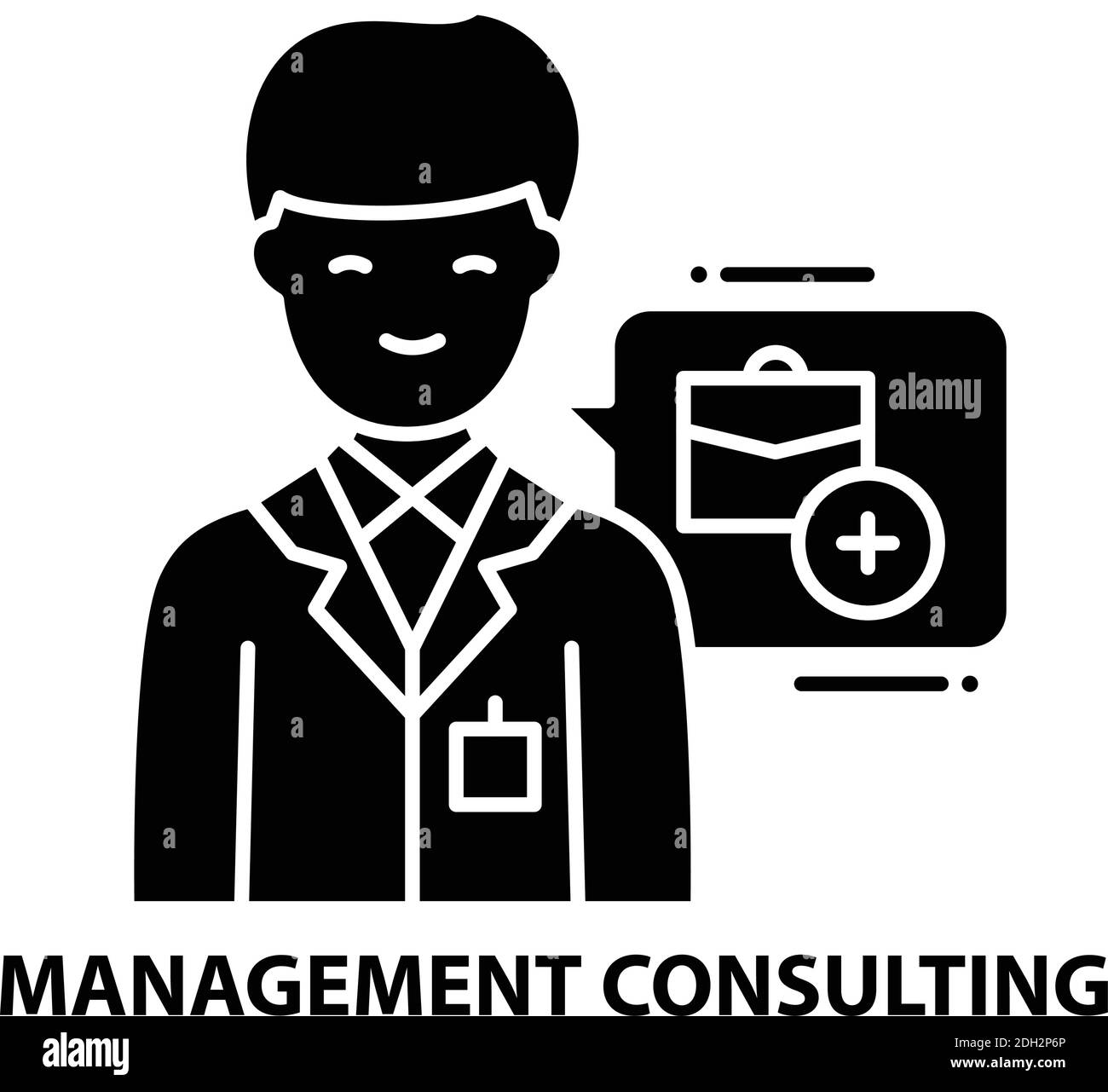 management consulting icon, black vector sign with editable strokes ...