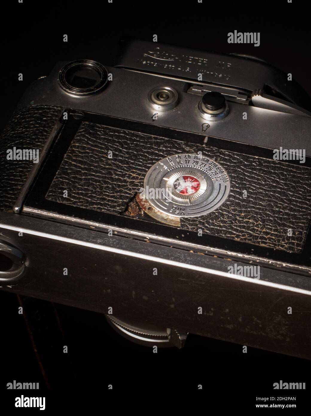 Back of a vintage camera with roll-film close up, part of the camera ...