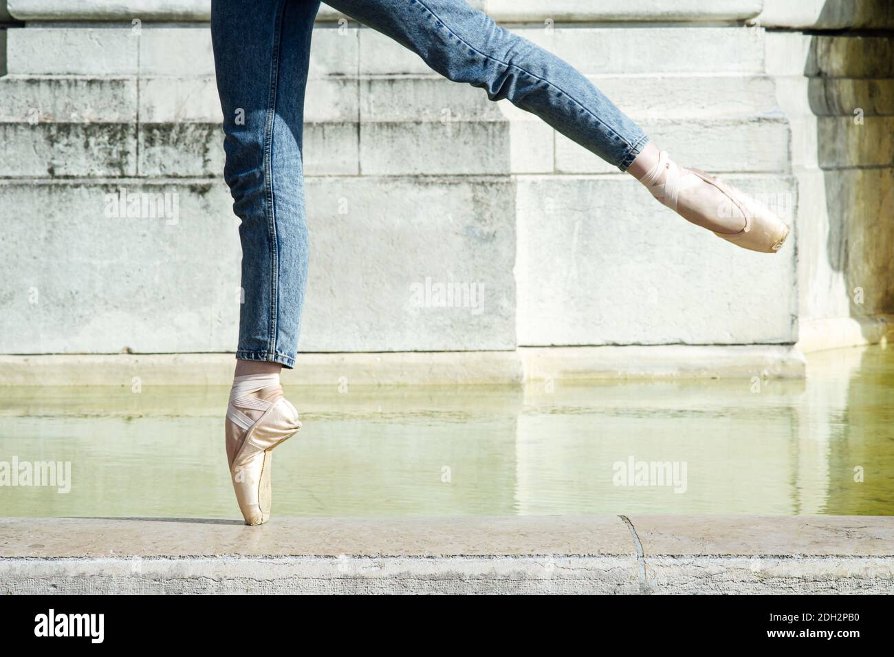 A beautiful shot of ballet dancer's feet dancing on the floor Stock ...