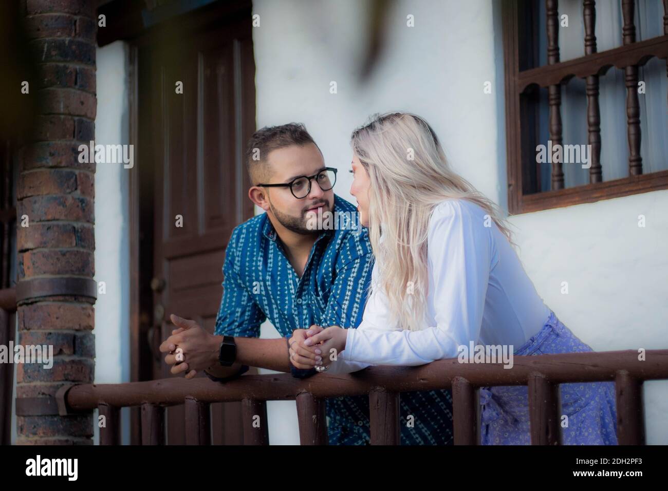 A Caucasian loving couple romantically looking at each other Stock ...