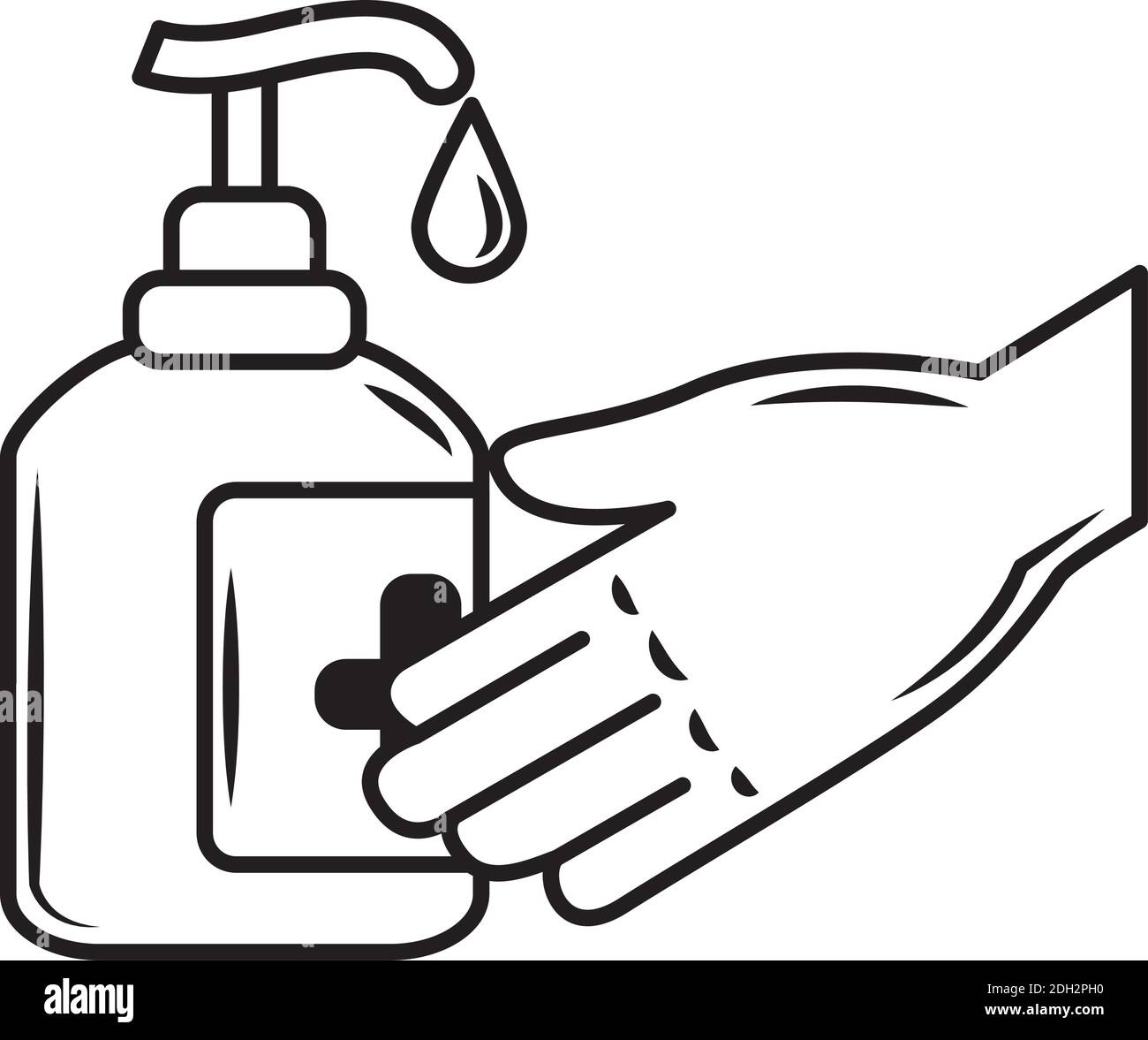 medical wear apply gel disinfect in hands, protective equipment sketch ...