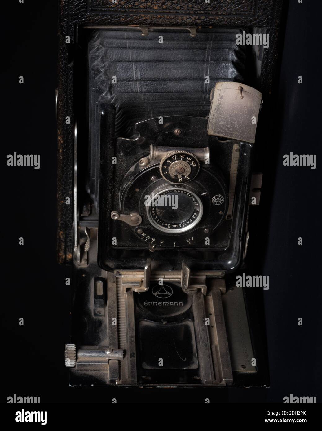 Vintage camera with roll-film close up, camera body and lens, photo ...