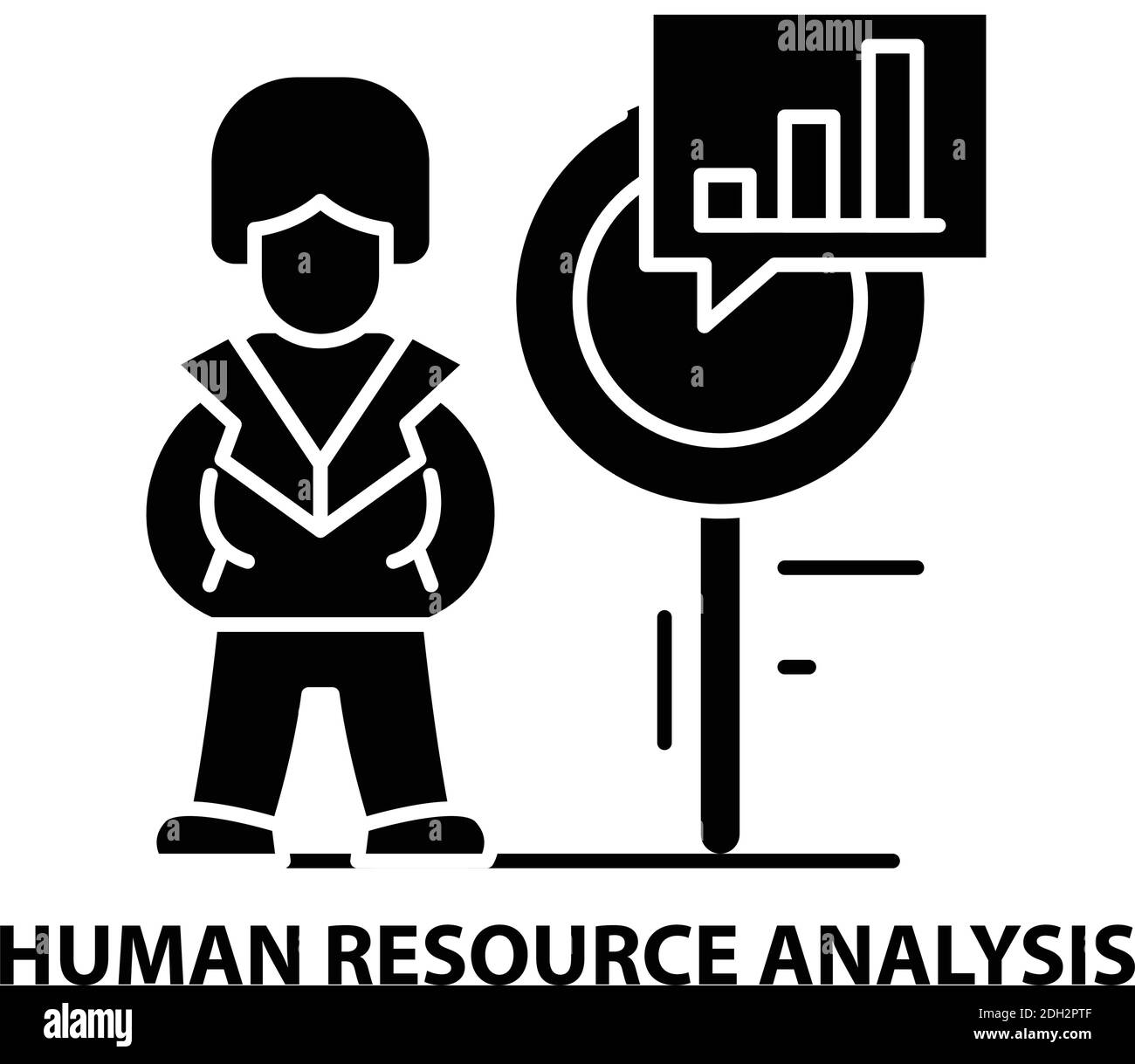 human resource analysis icon, black vector sign with editable strokes ...
