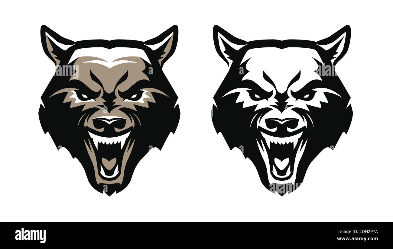 Aggressive predatory animal with fangs. Emblem vector illustration ...