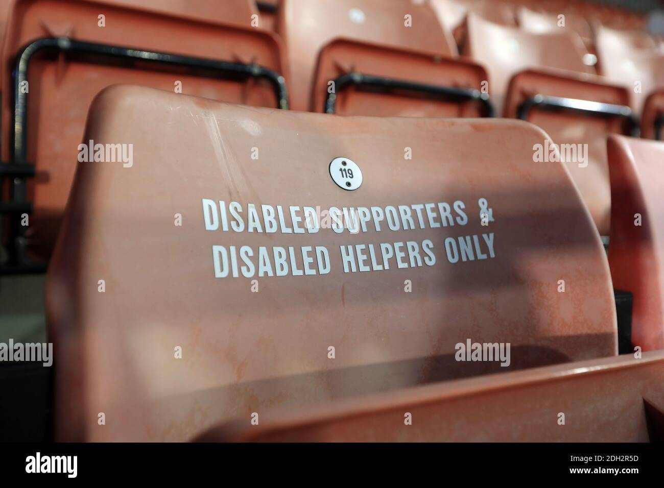 Seats for disabled supporters and helpers at Oakwell, Barnsley Stock ...