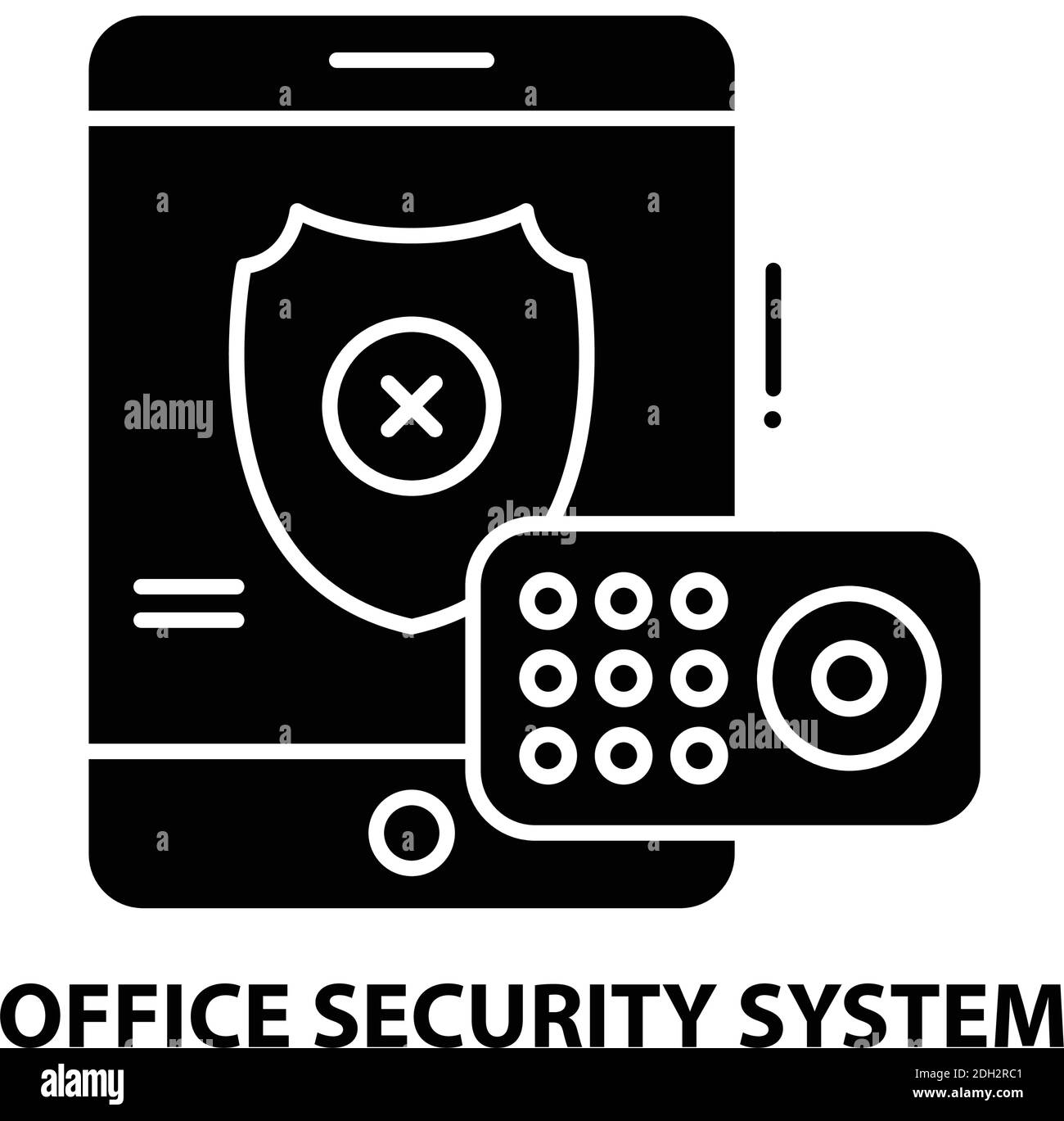 office security system icon, black vector sign with editable strokes ...