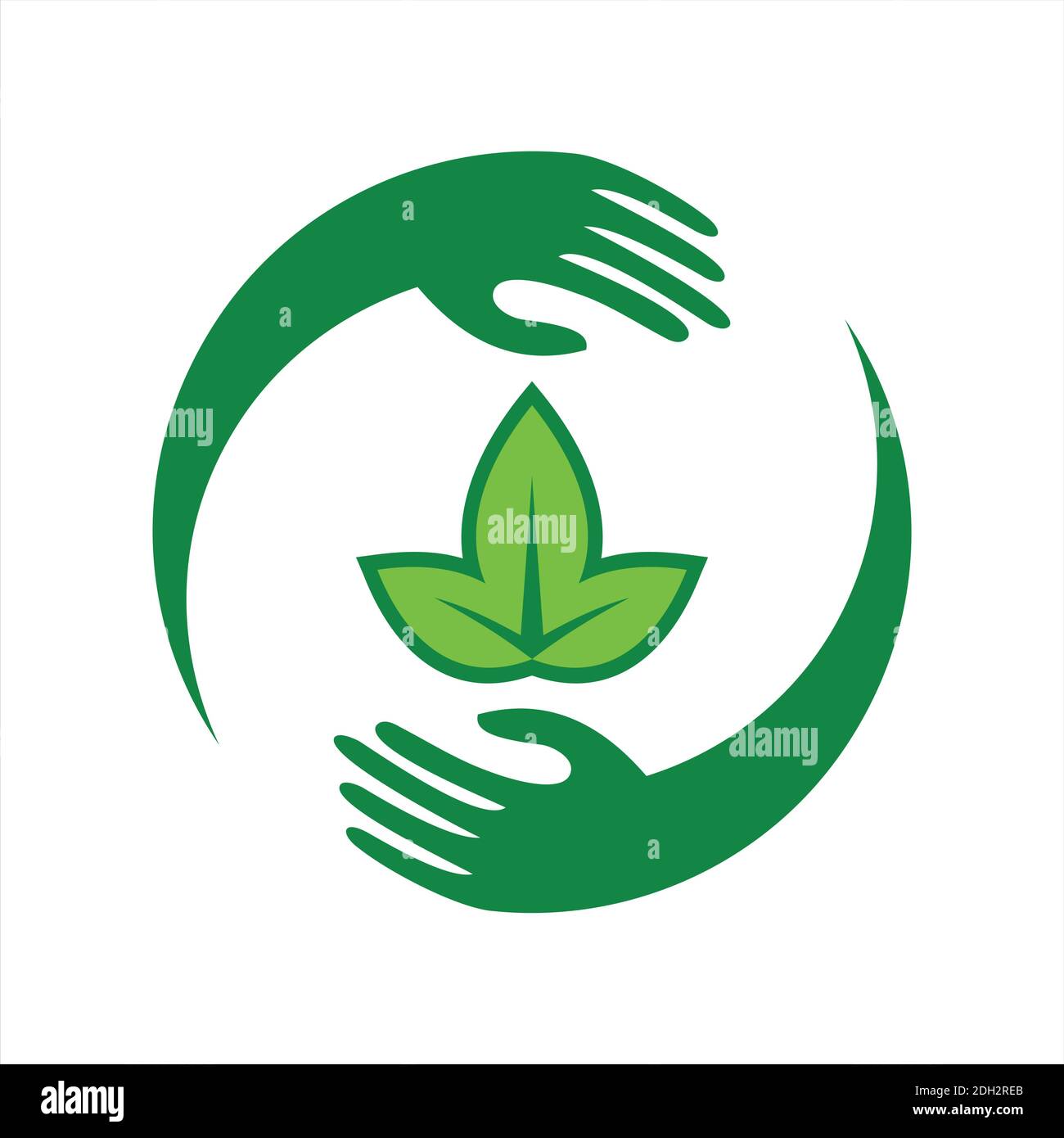 save nature abstract hand and leaves icon logo vector flat concept ...