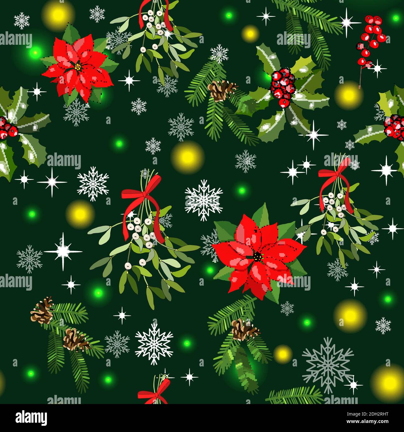 Vector seamless pattern with traditional Christmas and New Year symbols ...
