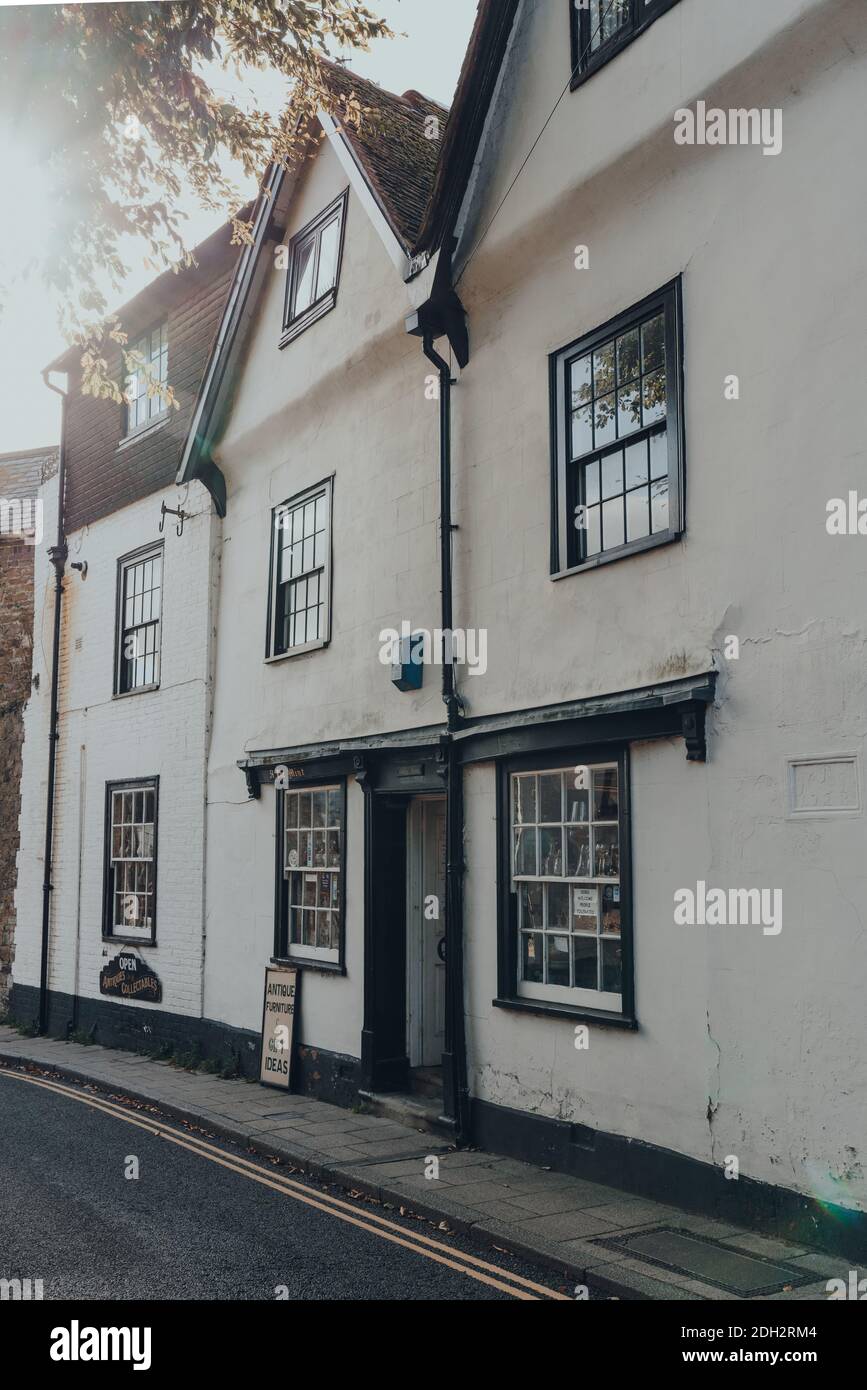 Rye, UK - October 10, 2020: Facade and entrance of Mint Antiques shop ...