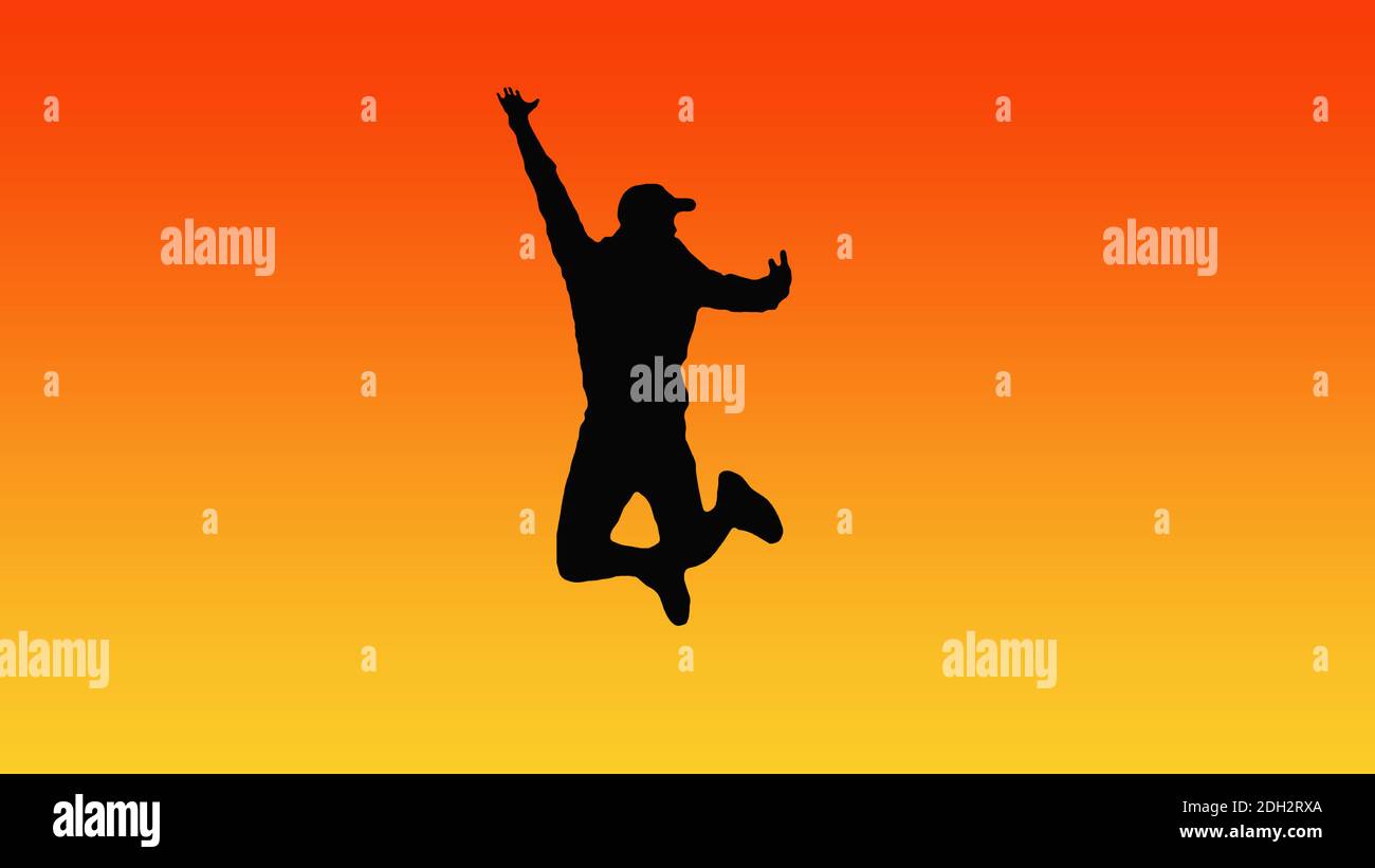 Guy jump on orange background,illustration of guy in jump,man ...