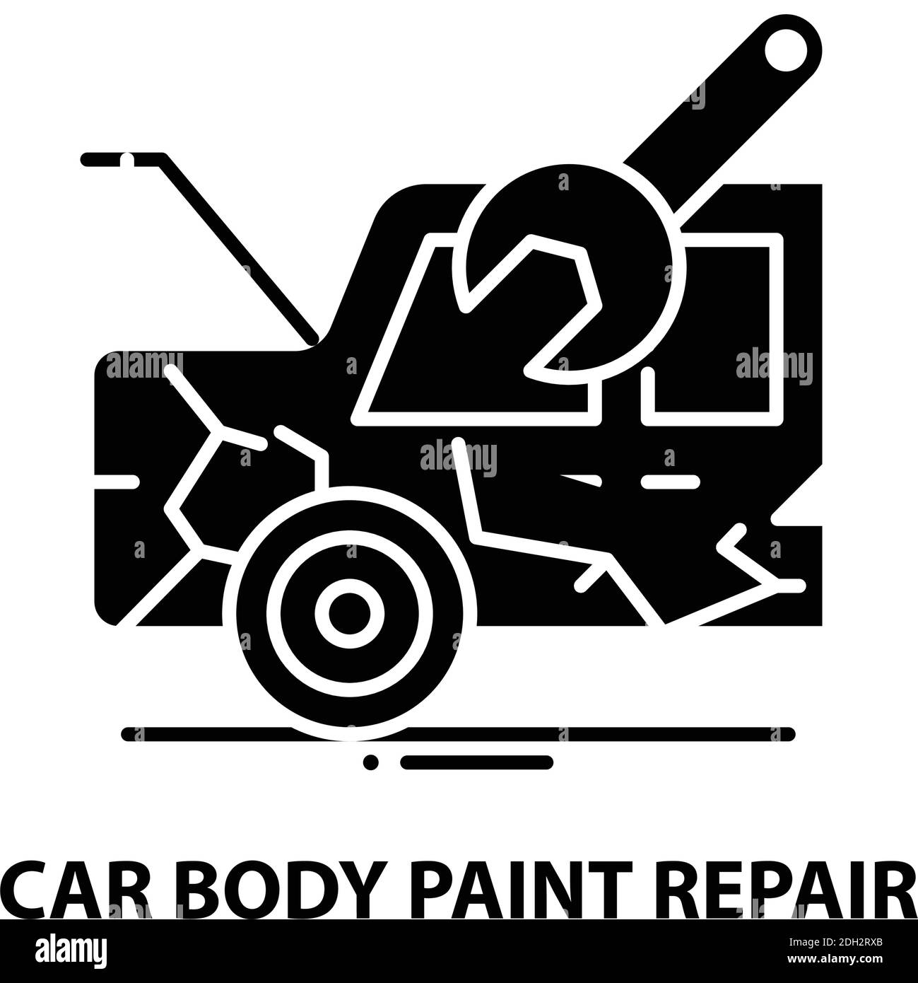 car body paint repair icon, black vector sign with editable strokes ...