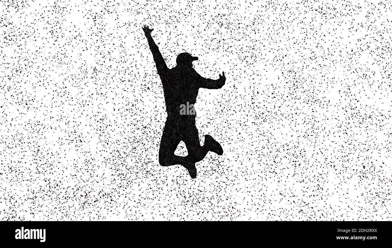 Silhouette of a man jumping,beautiful illustration of a man jumping in ...