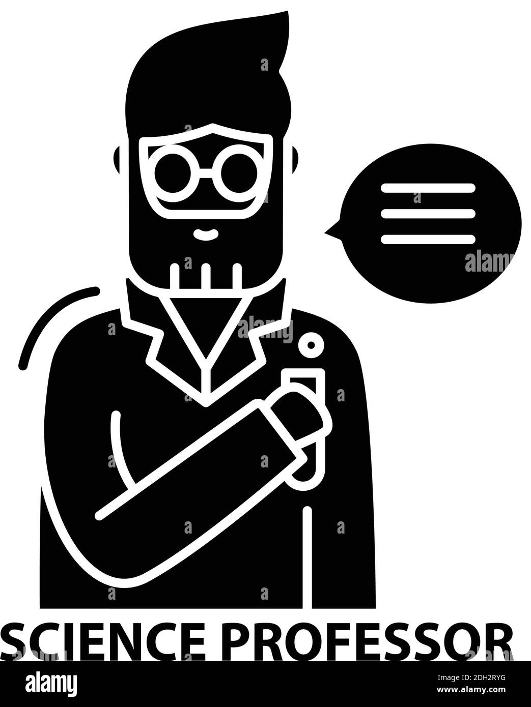 science professor icon, black vector sign with editable strokes ...