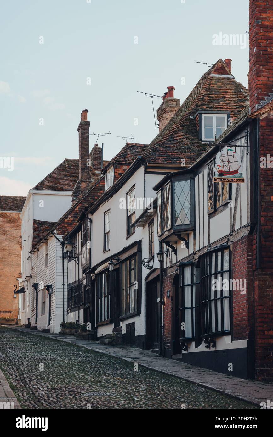 Rye, UK - October 10, 2020: View of the historic buildings on West ...