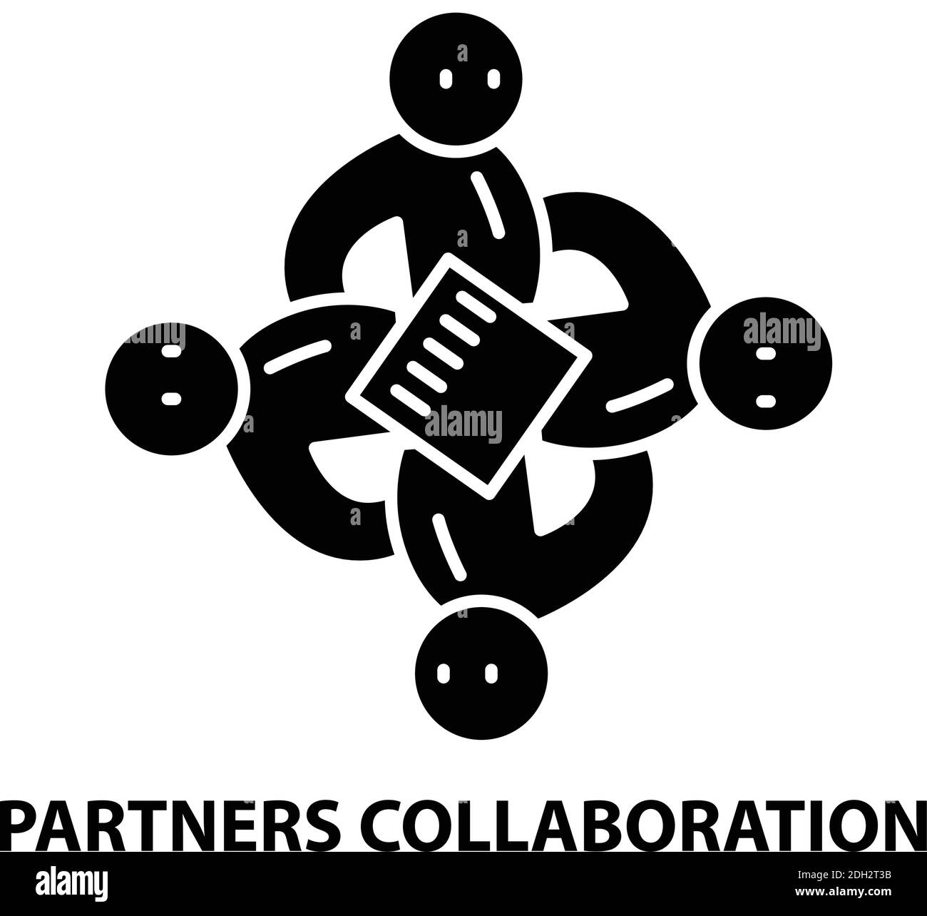 partners collaboration icon, black vector sign with editable strokes ...
