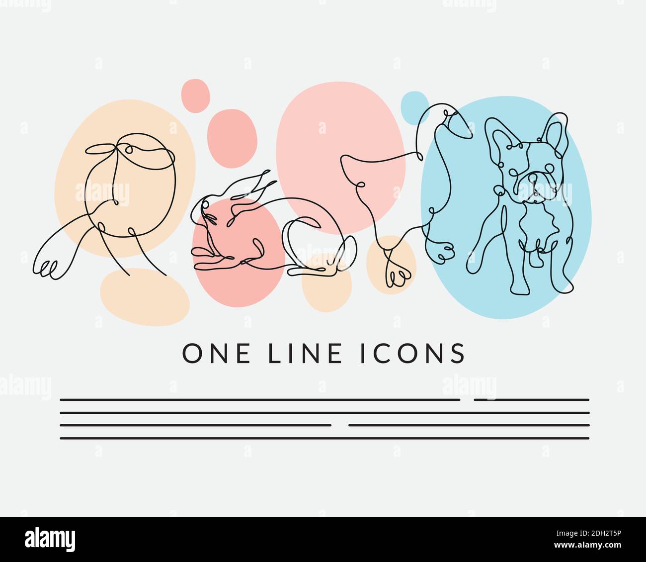 set animals one line style icon vector illustration design Stock Vector ...