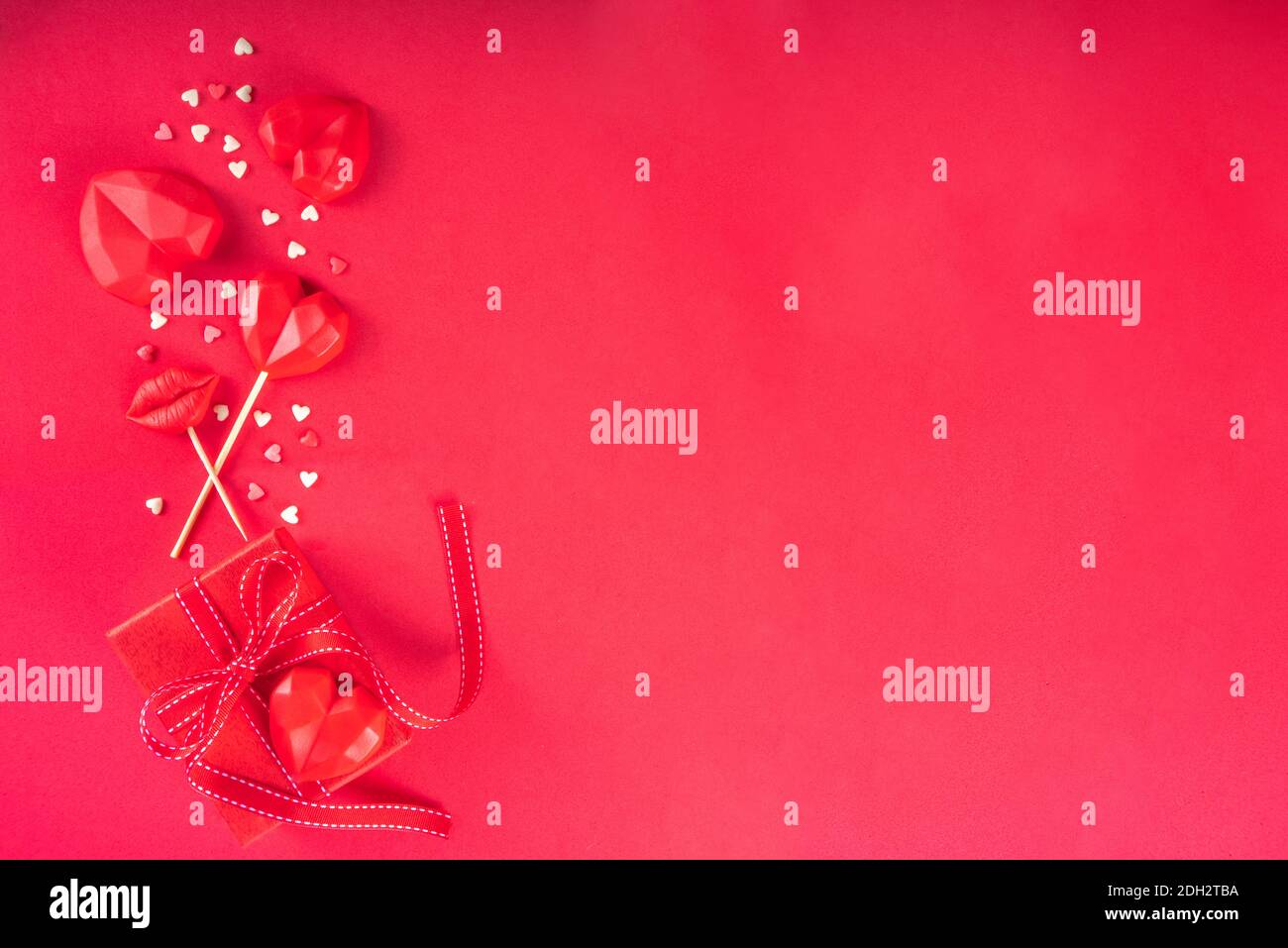 Valentine greeting card background, with gift box festive ribbons ...