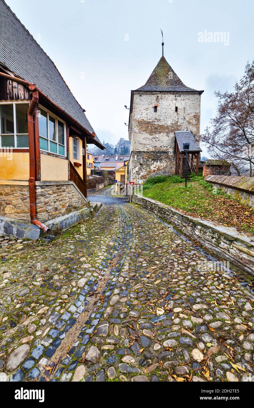 Taylor Tower gate of Sighisoara citadel in Transylvania, Romania Stock ...