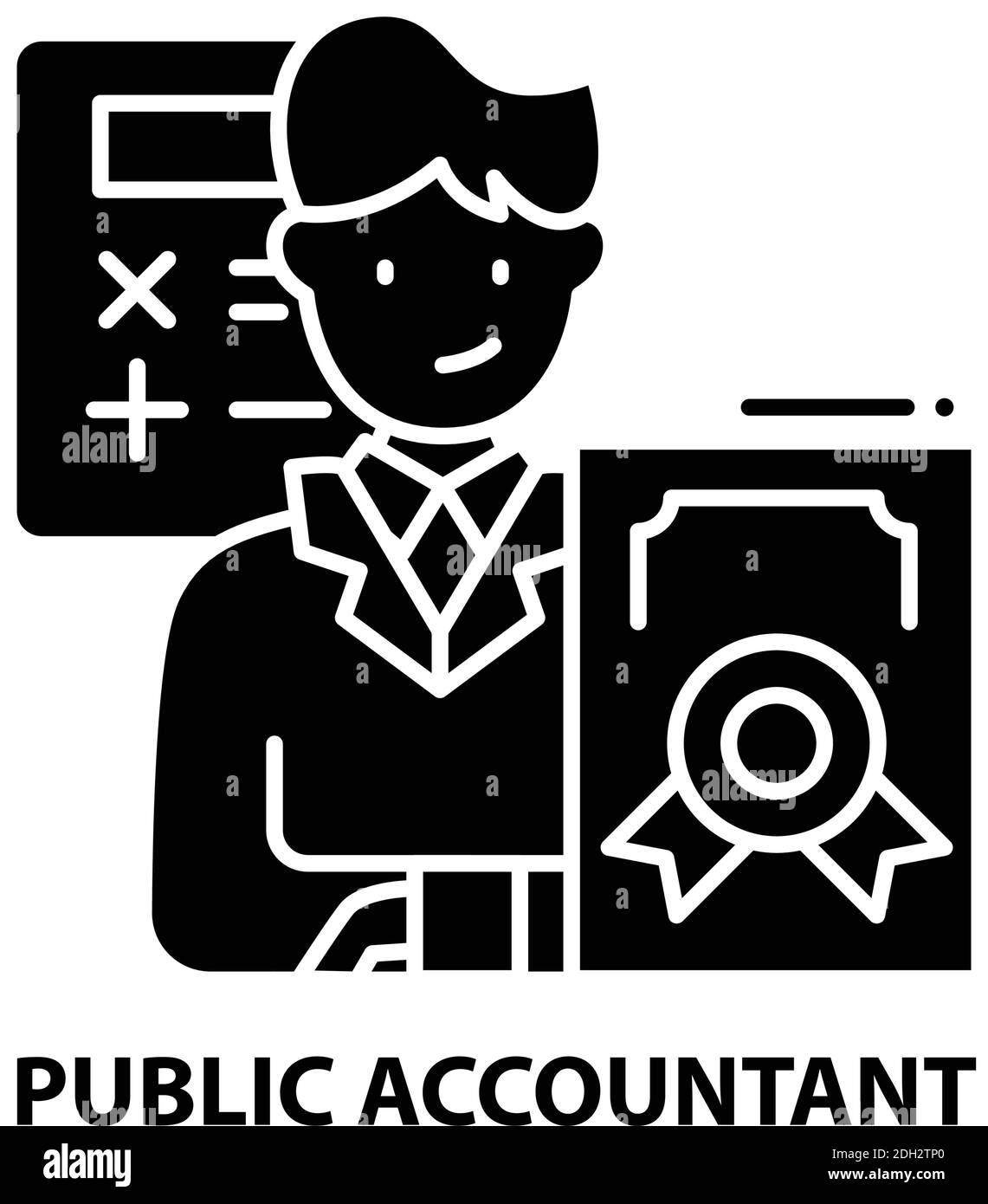 public accountant icon, black vector sign with editable strokes ...