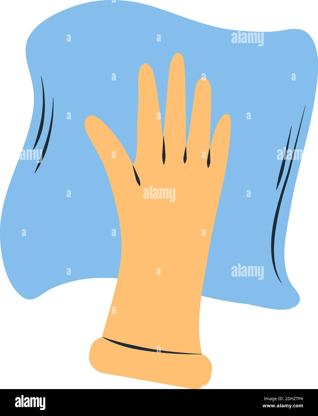 cleaning, napkin in hand with gloves supplies vector illustration Stock ...