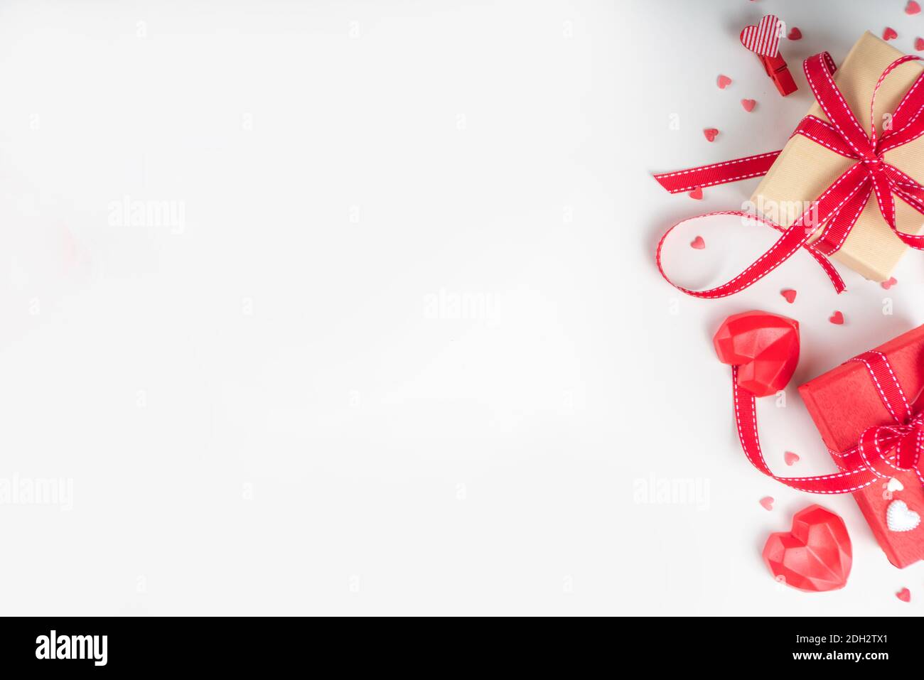 Valentine greeting card background, with gift box festive ribbons ...