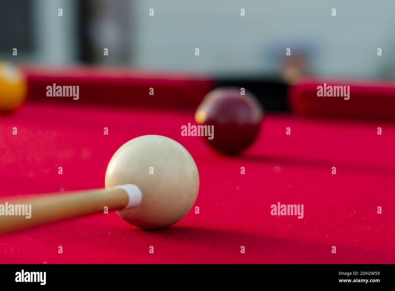 Pool Balls Are Lit On Fire While Sitting On A Pool Table In An Outdoor ...