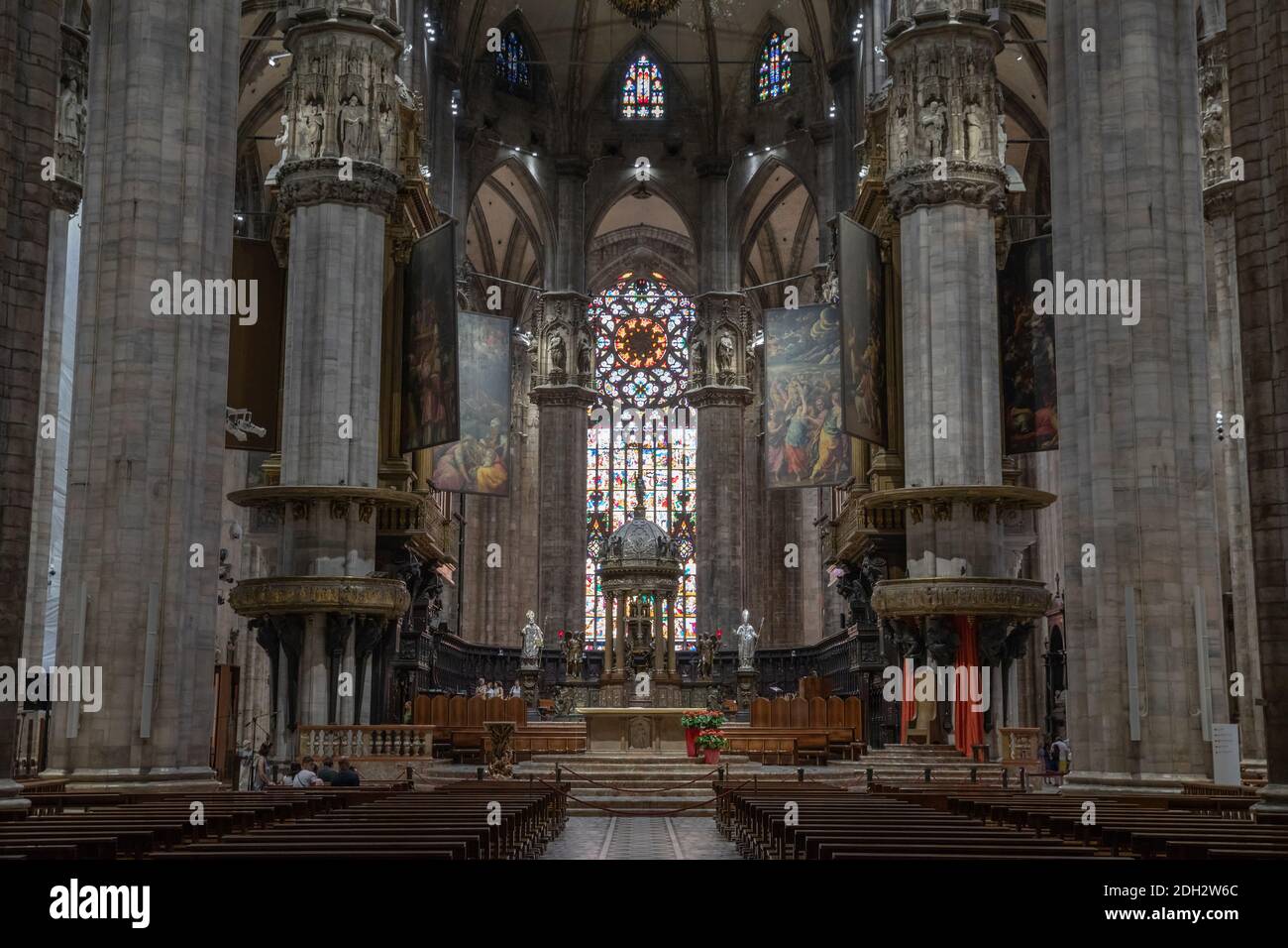 Milan, Italy - June 27, 2018: Panoramic view of interior of Milan ...