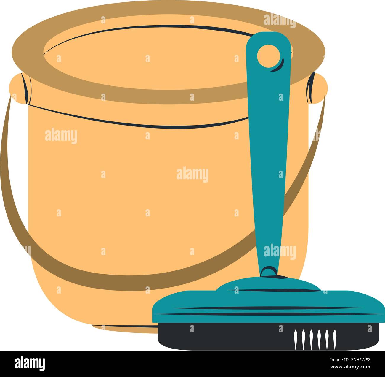 cleaning, bucket and squeegee supplies tools equipment vector ...