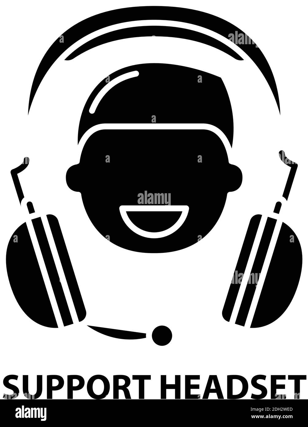 support headset icon, black vector sign with editable strokes, concept ...