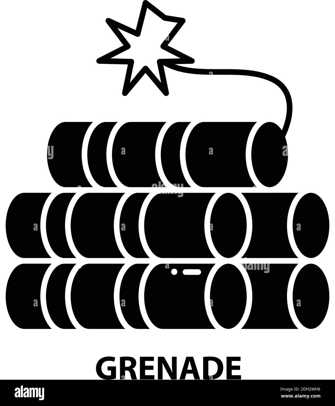 grenade icon, black vector sign with editable strokes, concept ...