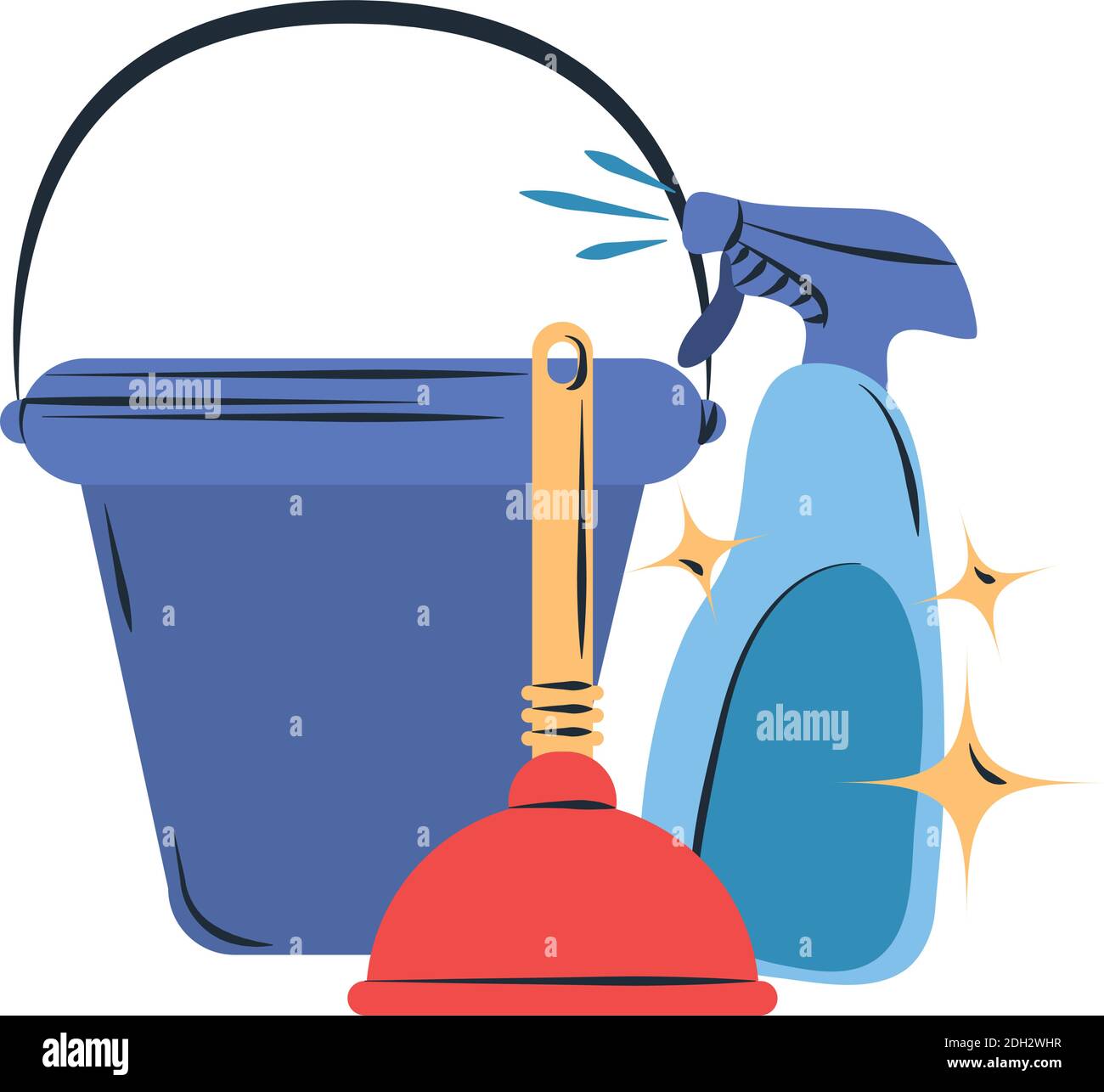 cleaning, bucket plunger and spray bottle supplies tools equipment ...