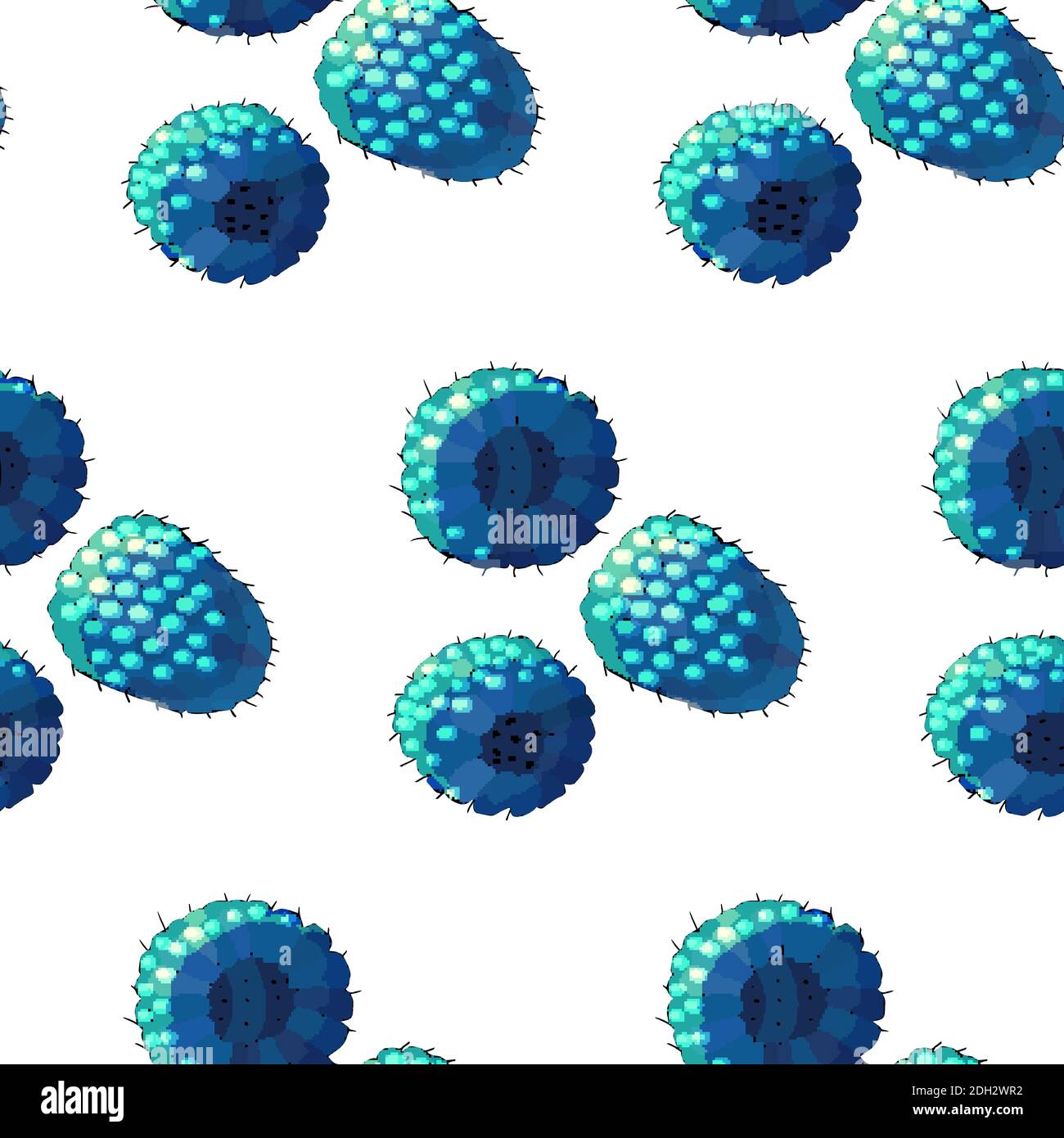 Seamless summer pattern with ripe blue raspberries. Vector illustration ...