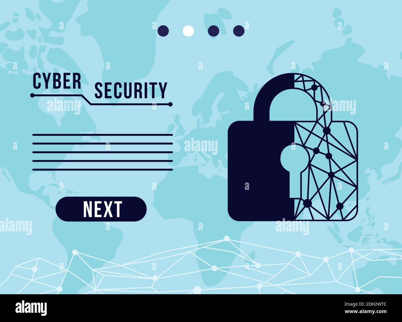 cyber security infographic with circuit in padlock and earth maps ...