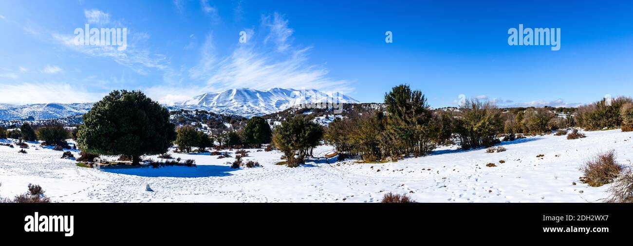 High mountains trekking wonderland , steep slopes, snow-capped rocky ...