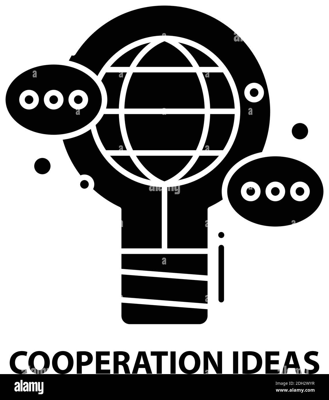cooperation ideas icon, black vector sign with editable strokes ...
