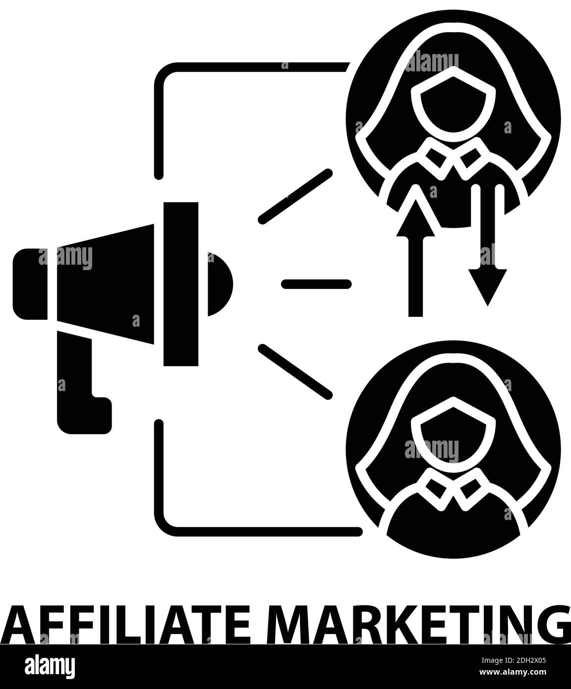 affiliate marketing icon, black vector sign with editable strokes ...