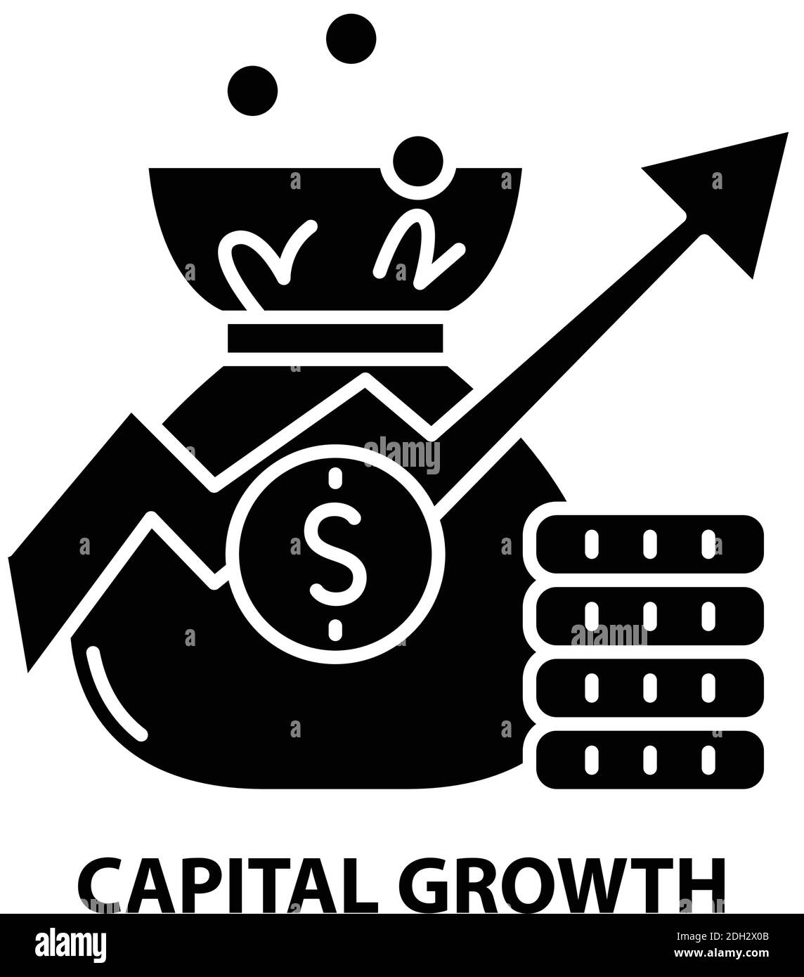capital growth icon, black vector sign with editable strokes, concept ...