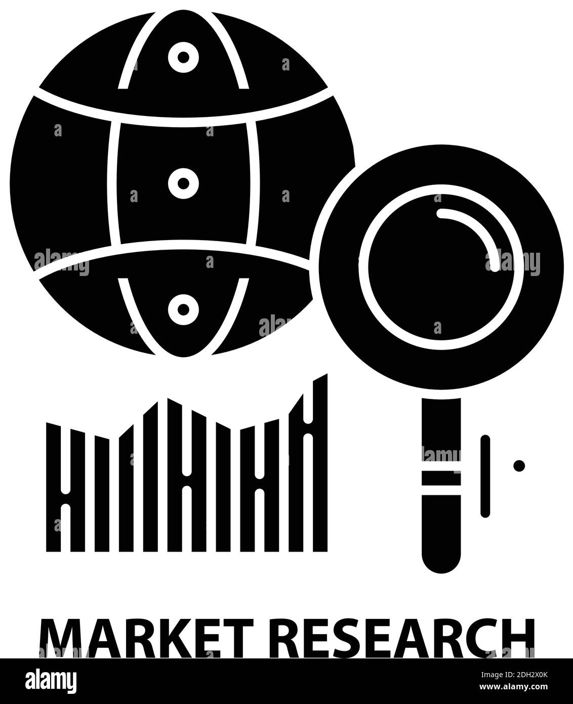 market research icon, black vector sign with editable strokes, concept ...