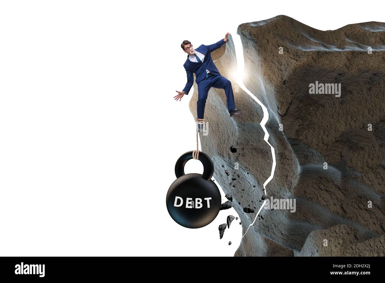 Concept of debt and load with businessman Stock Photo - Alamy