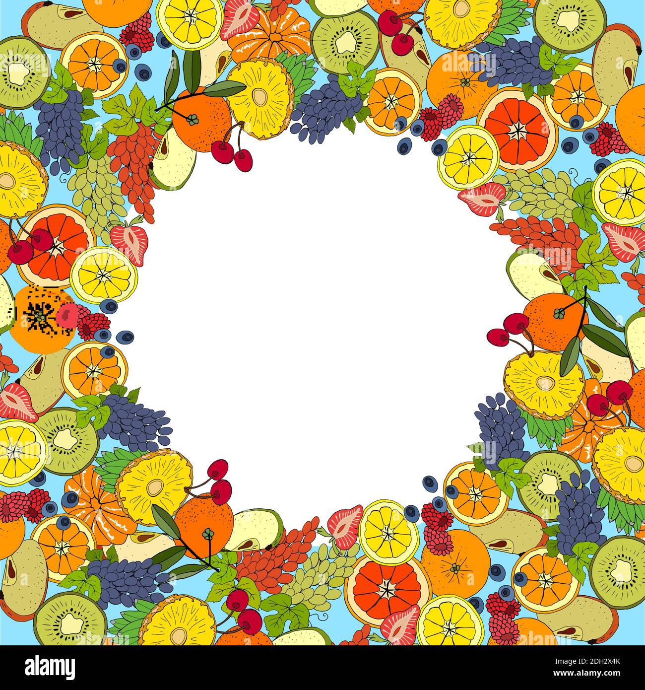 template with different fruits and berries. For your design ...