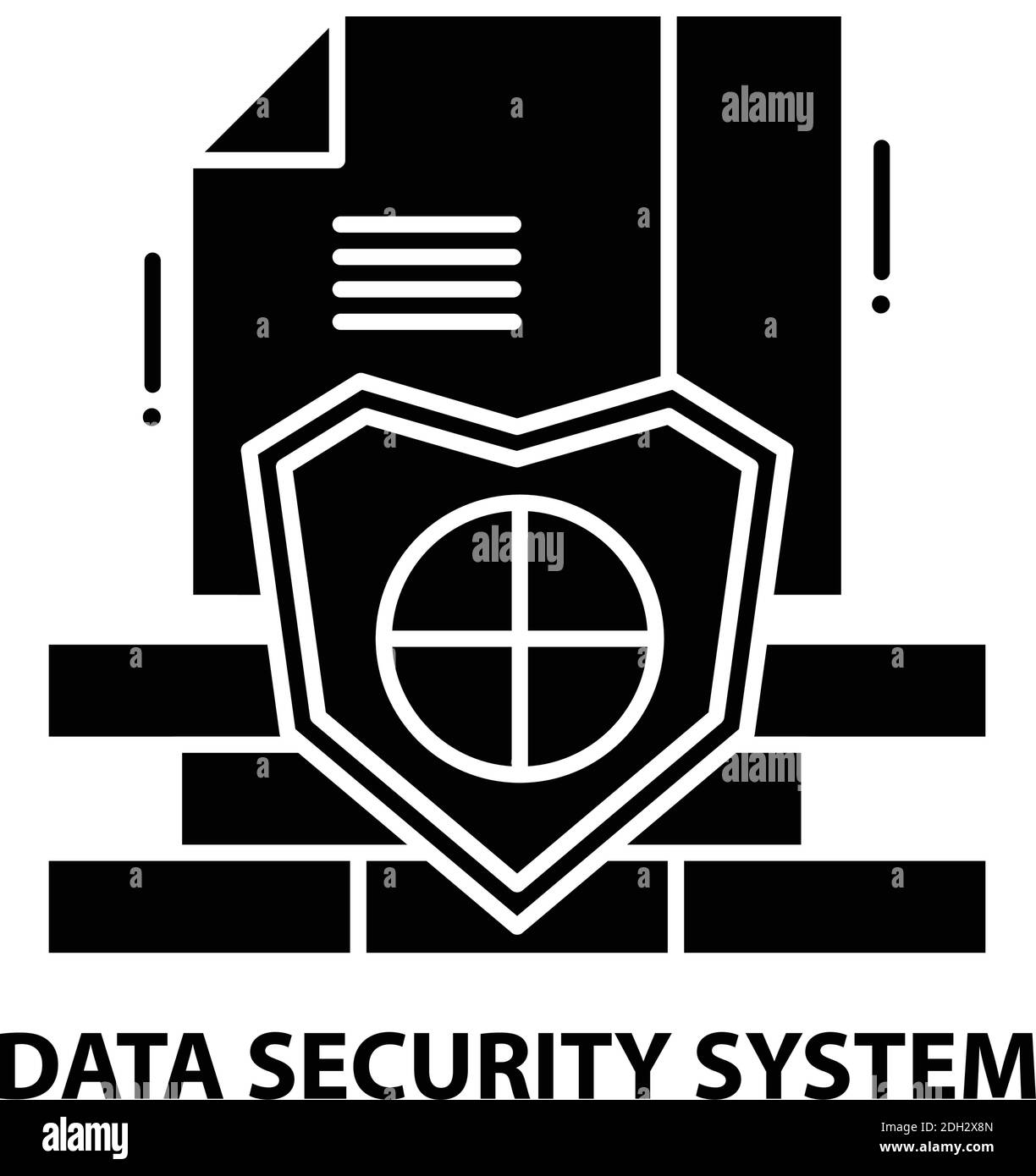data security system icon, black vector sign with editable strokes ...