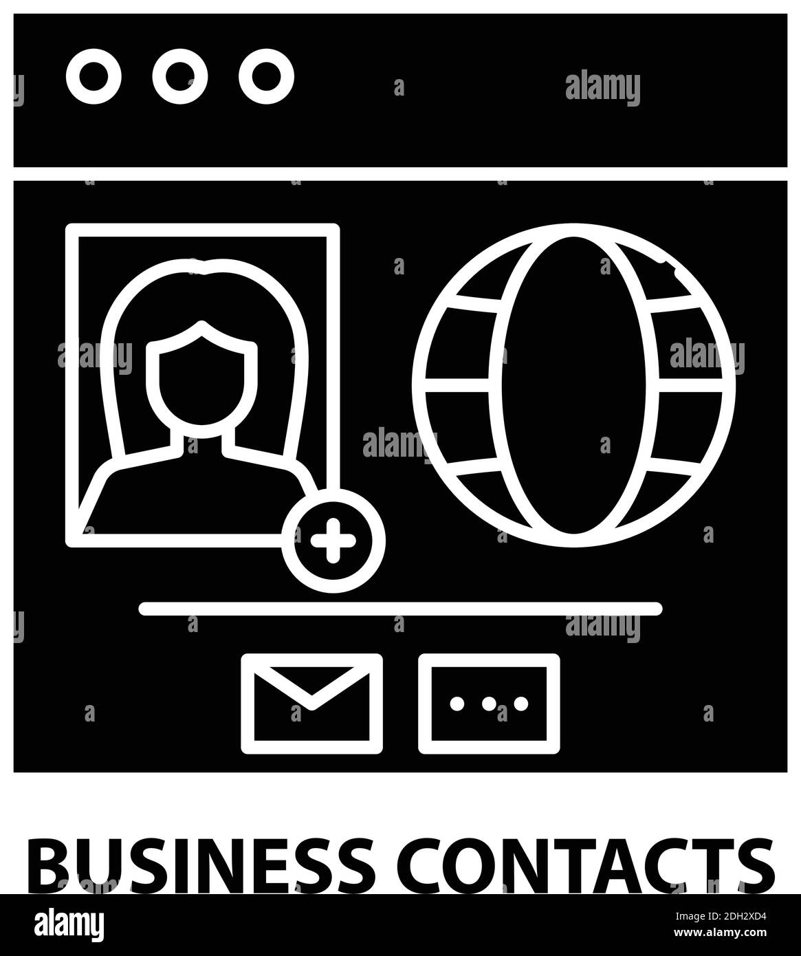 business contacts symbol icon, black vector sign with editable strokes ...