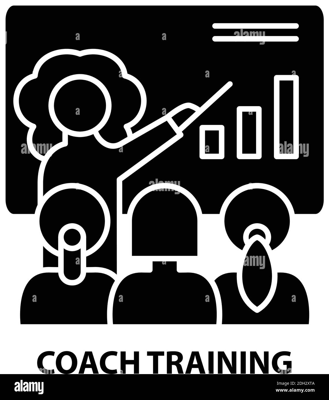 coach training icon, black vector sign with editable strokes, concept ...