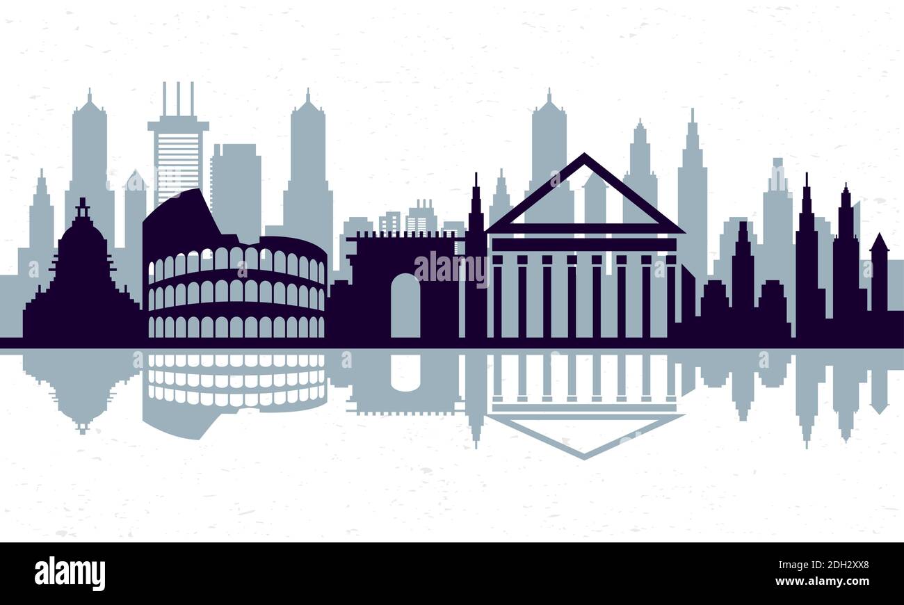 cityscape rome skyline scene icon vector illustration design Stock ...