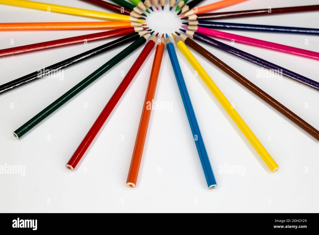 coloring wooden pencil in a circle Stock Photo - Alamy