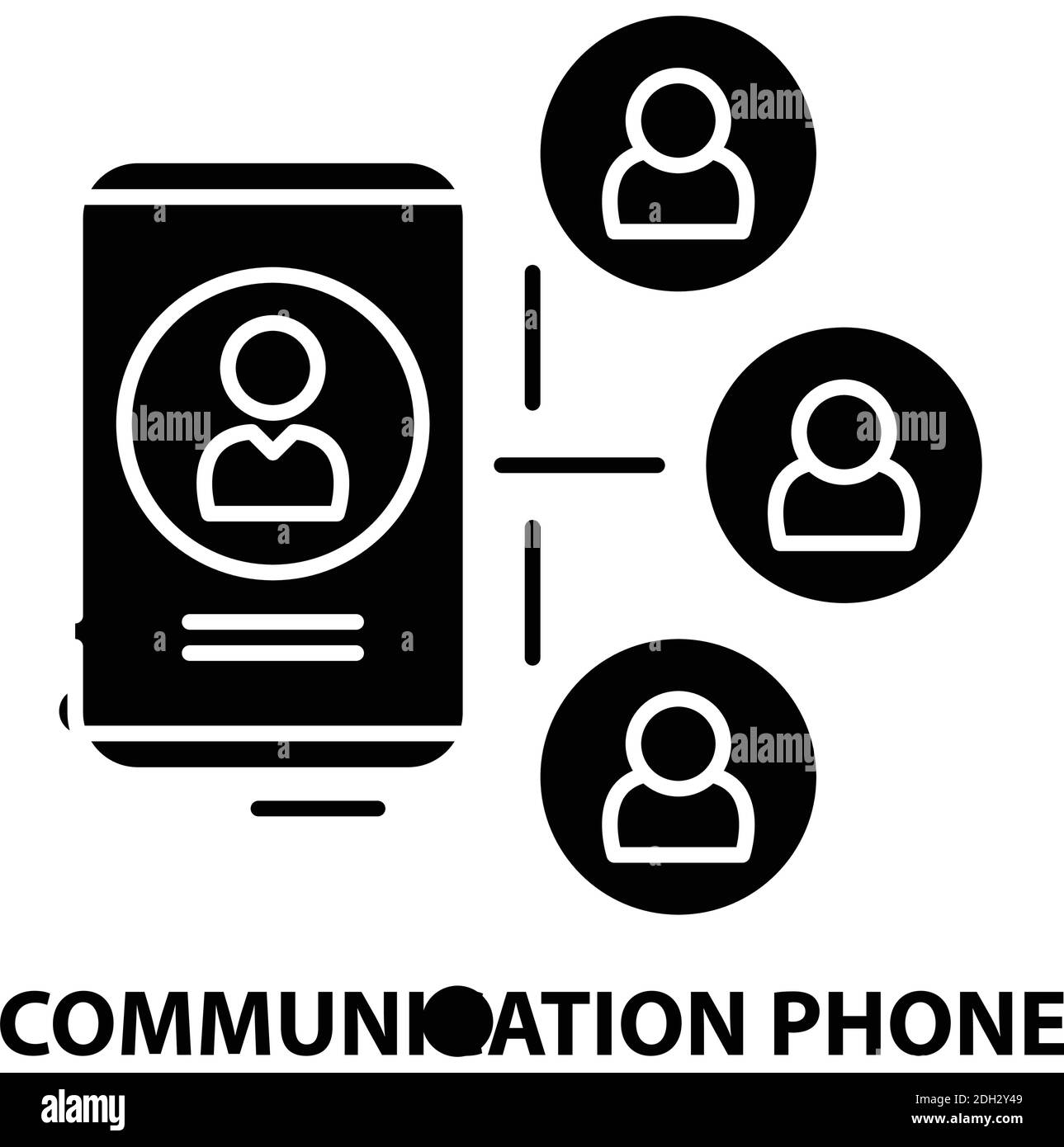 communication phone icon, black vector sign with editable strokes ...